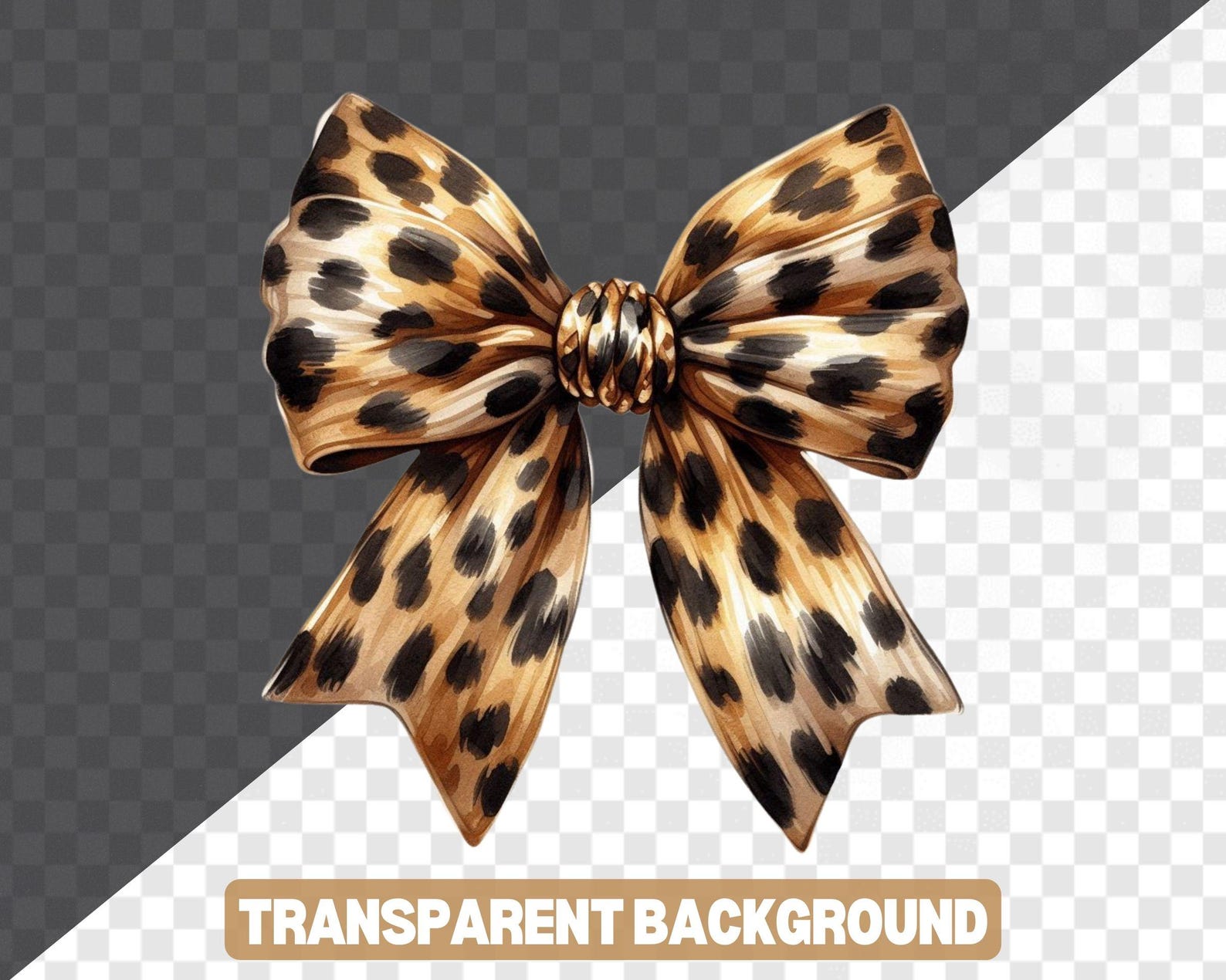 Watercolor Leopard Bows Clipart PNG Cheetah Bow Tie Clipart Coquette ...