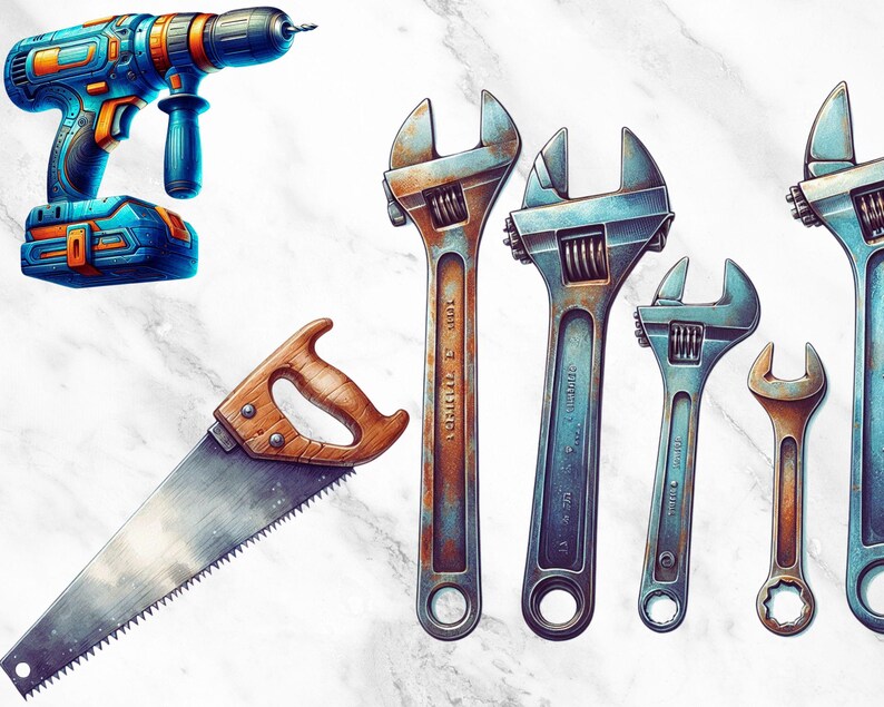 Watercolor Tools Clipart, Hand Tools Clipart, Tool Kit Clipart, Toolbox ...