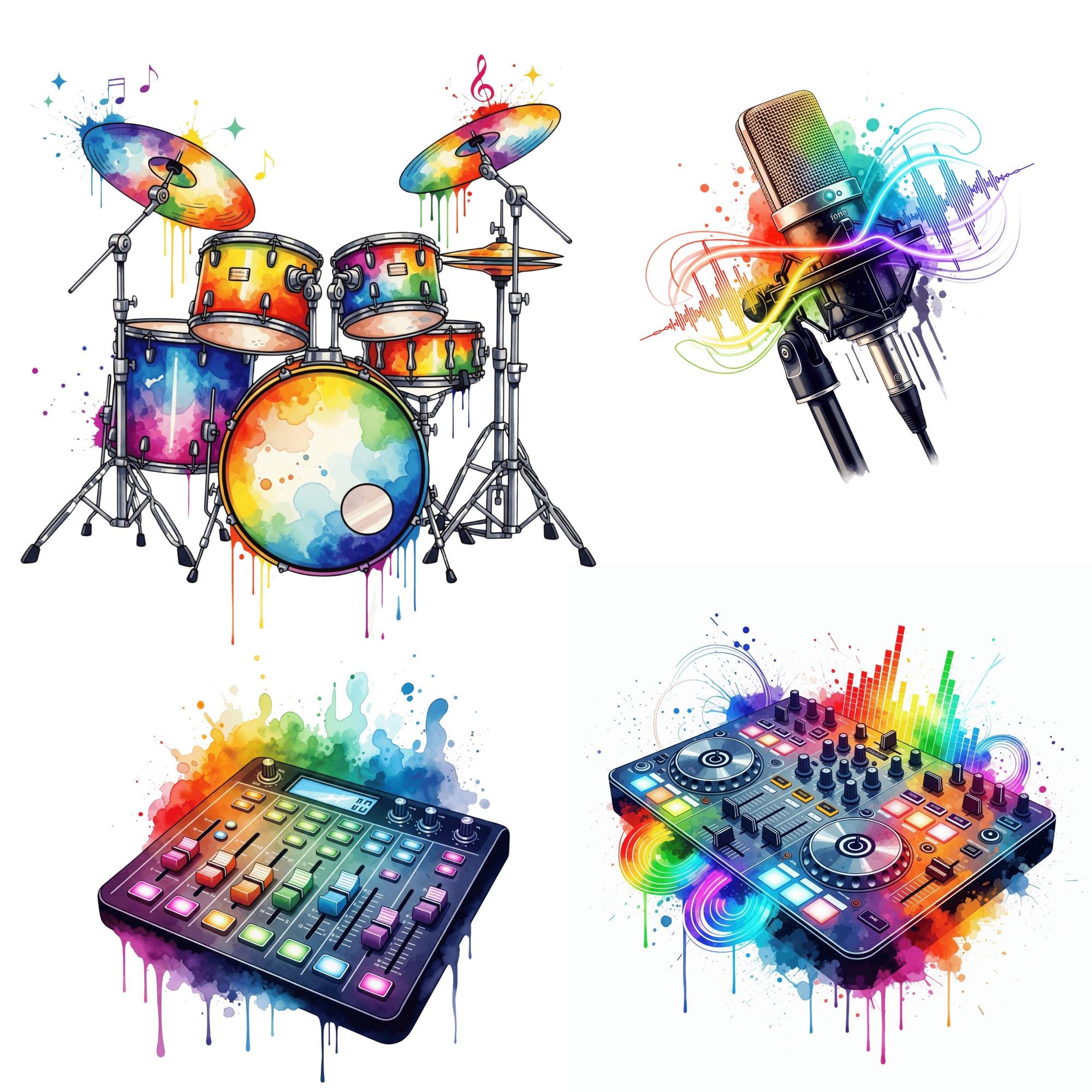 Watercolor Disco Clipart Bundle: Retro Party Graphics (PNG Download - Etsy