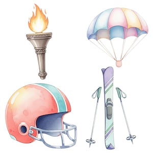 Watercolor Sports Clipart, Football Clipart, Soccer Clipart, Sports ...