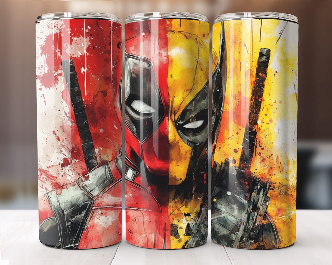Cartoon Character Tumbler Wrap, Deadpool 20oz Sublimation Design ...