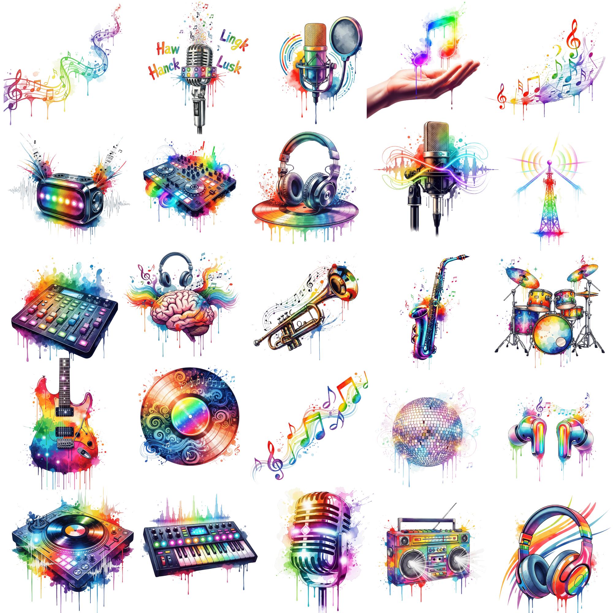 Watercolor Disco Clipart Bundle: Retro Party Graphics (PNG Download - Etsy