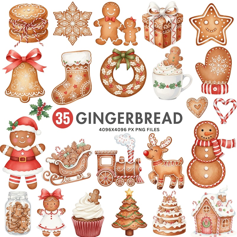 Gingerbread Clipart - Etsy