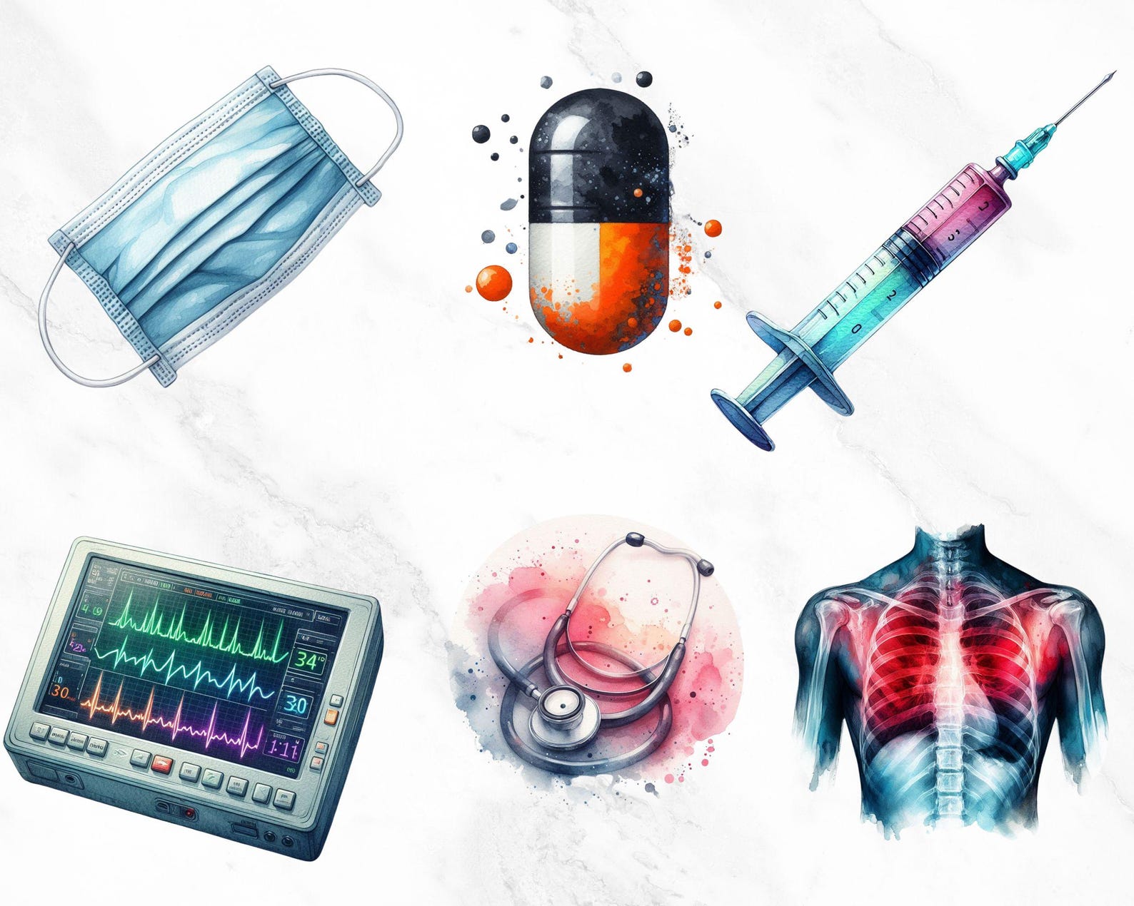 Watercolor Medical Clipart, Doctor Clipart, Nurse Clipart, Healthcare ...