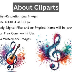 Watercolor Music Notes Clipart Bundle: Treble Clef PNG Graphics ...
