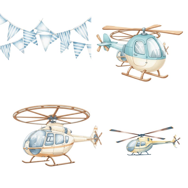 Watercolor Air Transport Clipart, Cute Blue Airplane, Baby Boy Nursery ...
