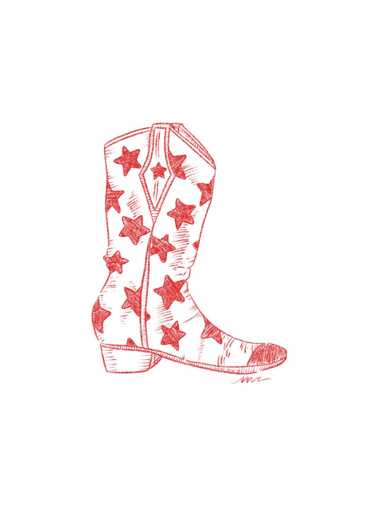 Red Cowboy Boot Art Print - High-resolution Digital Download - Etsy