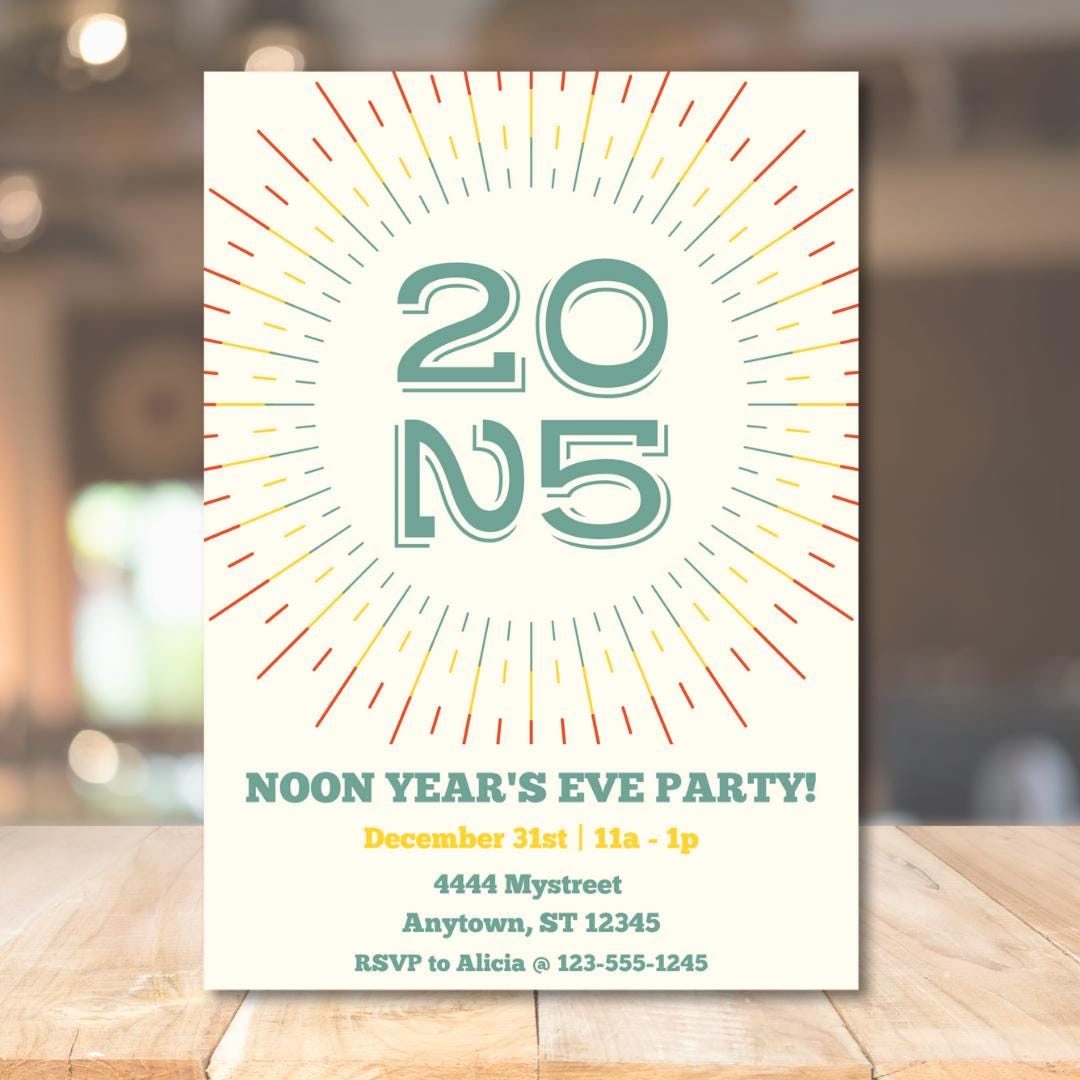 Noon Year's Eve Party Invitation Template Family-friendly New Year's ...