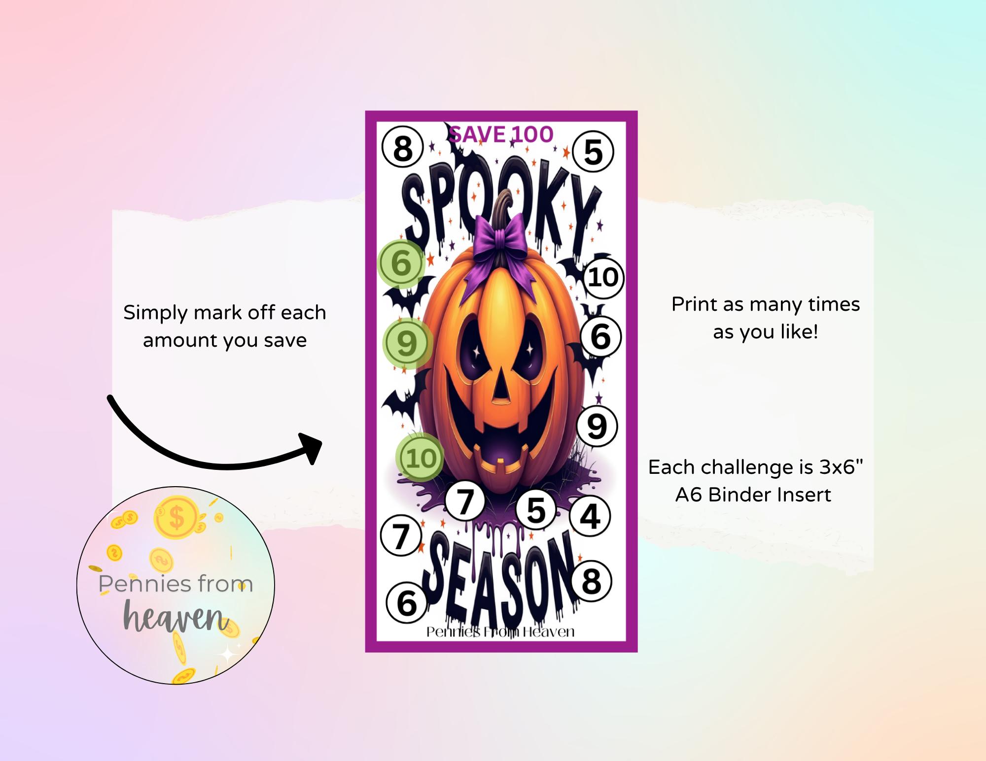 Neon Halloween Mini Money Challenge, A6 Binder Insert, Printable ...