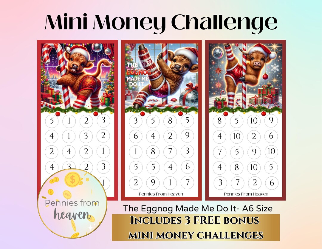 Christmas Mini Money Challenge Printable, A6 Savings Tracker, Funny ...