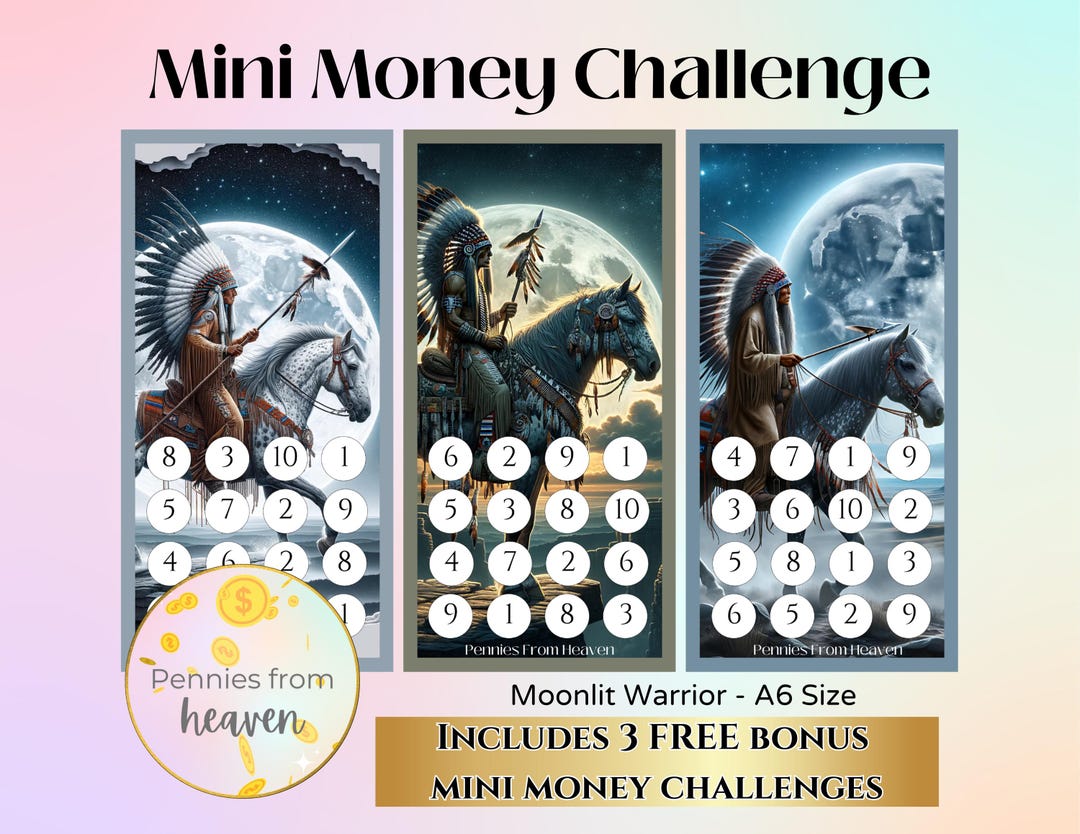 Moonlit Warrior Mini Money Challenge Printable, A6 Savings Tracker ...