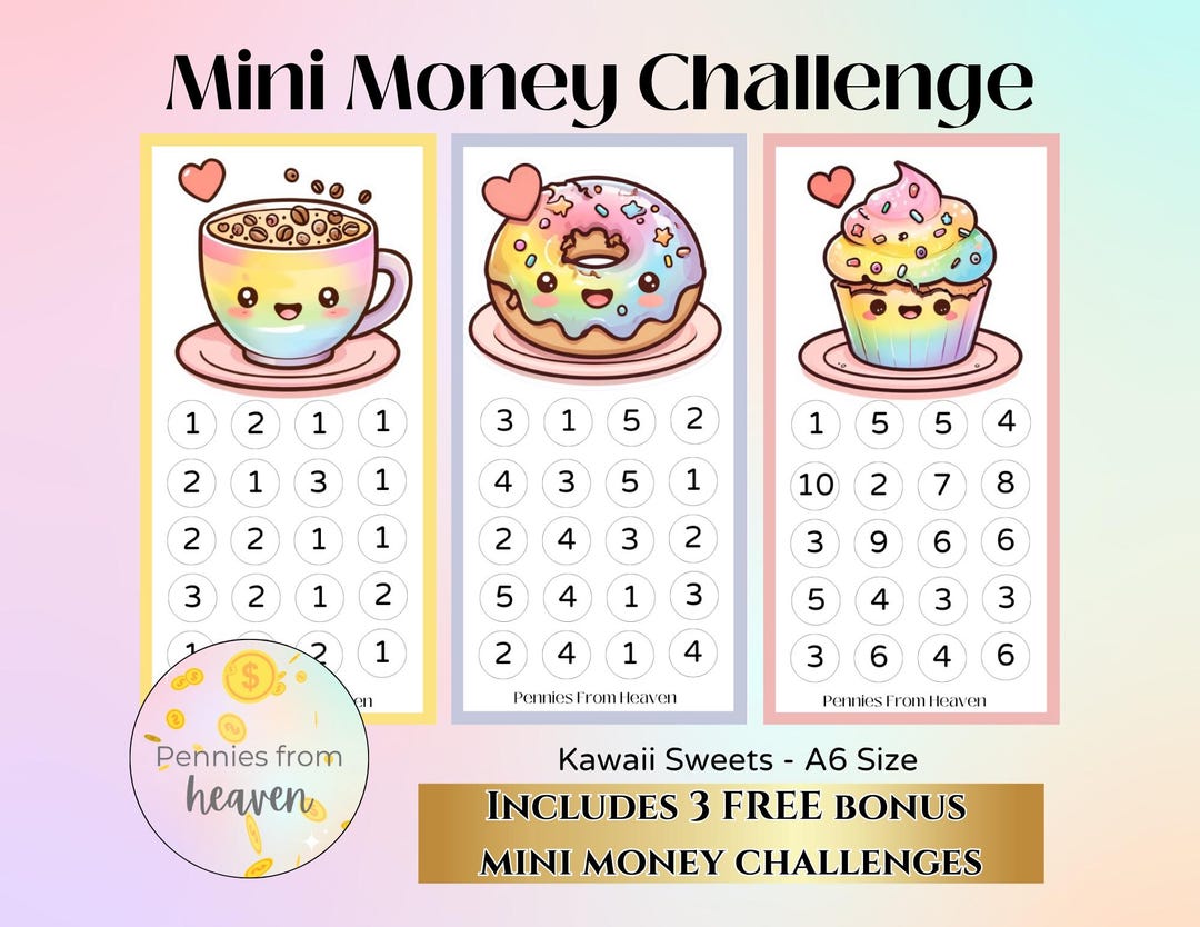Kawaii Sweets Mini Money Challenge, Printable Savings Tracker, Fun ...