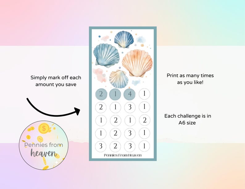 Beach Mini Money Challenge, A6 Printable Savings Tracker, Beach Budget ...