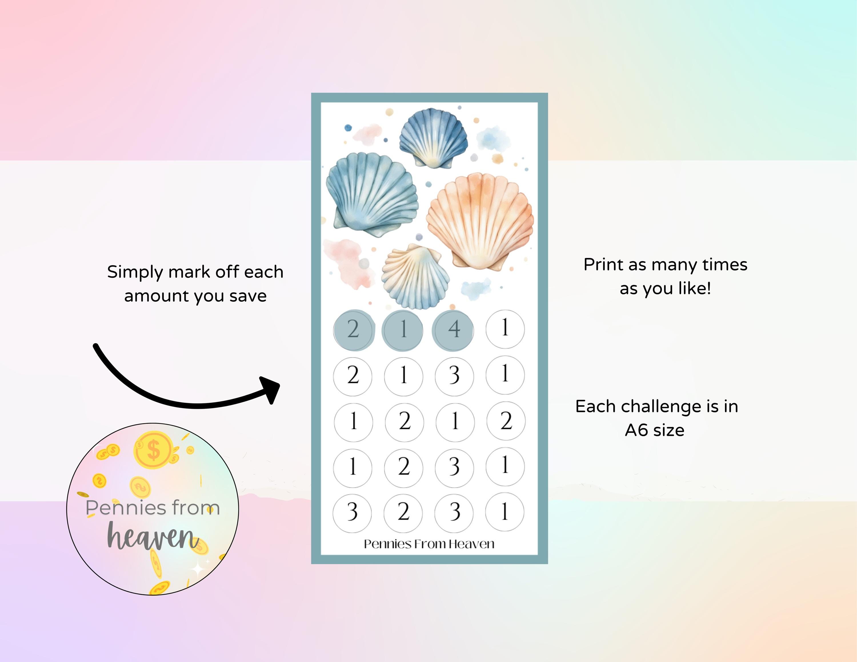 Beach Mini Money Challenge, A6 Printable Savings Tracker, Beach Budget ...