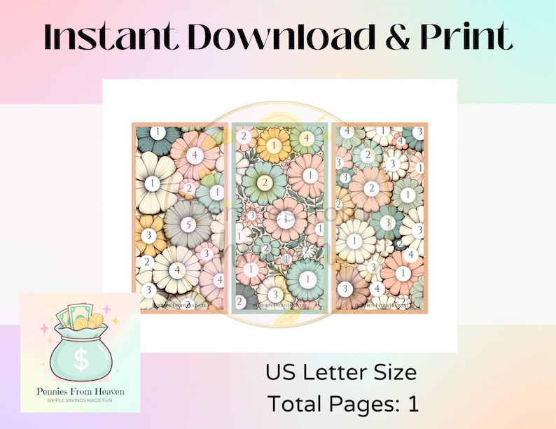 Wild Flowers Mini Money Challenge Printable, A6 Savings Tracker, Cute ...