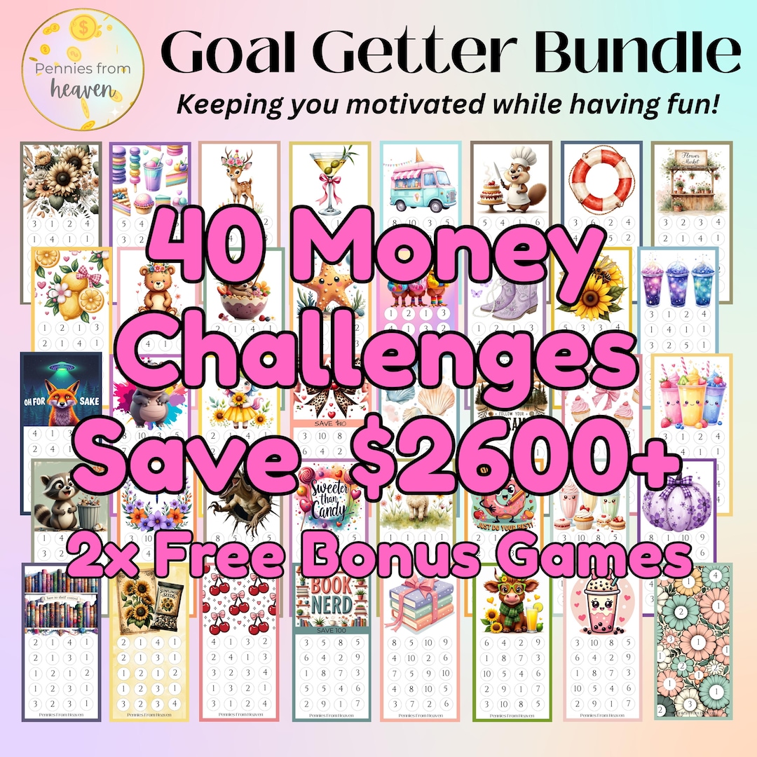 Mini Money Challenge Bundle: 40 Printable Savings Trackers (digital ...