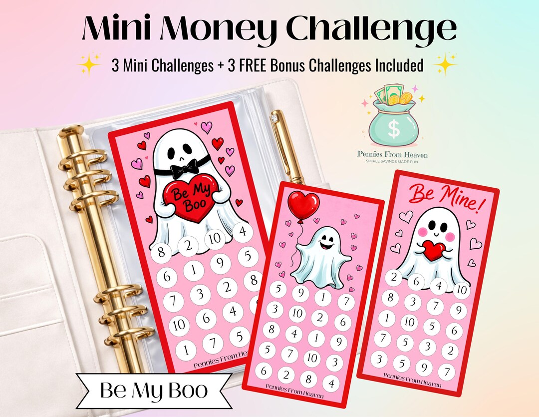 Valentine's Day Savings Mini Money Challenge A6 Size Printable Savings ...