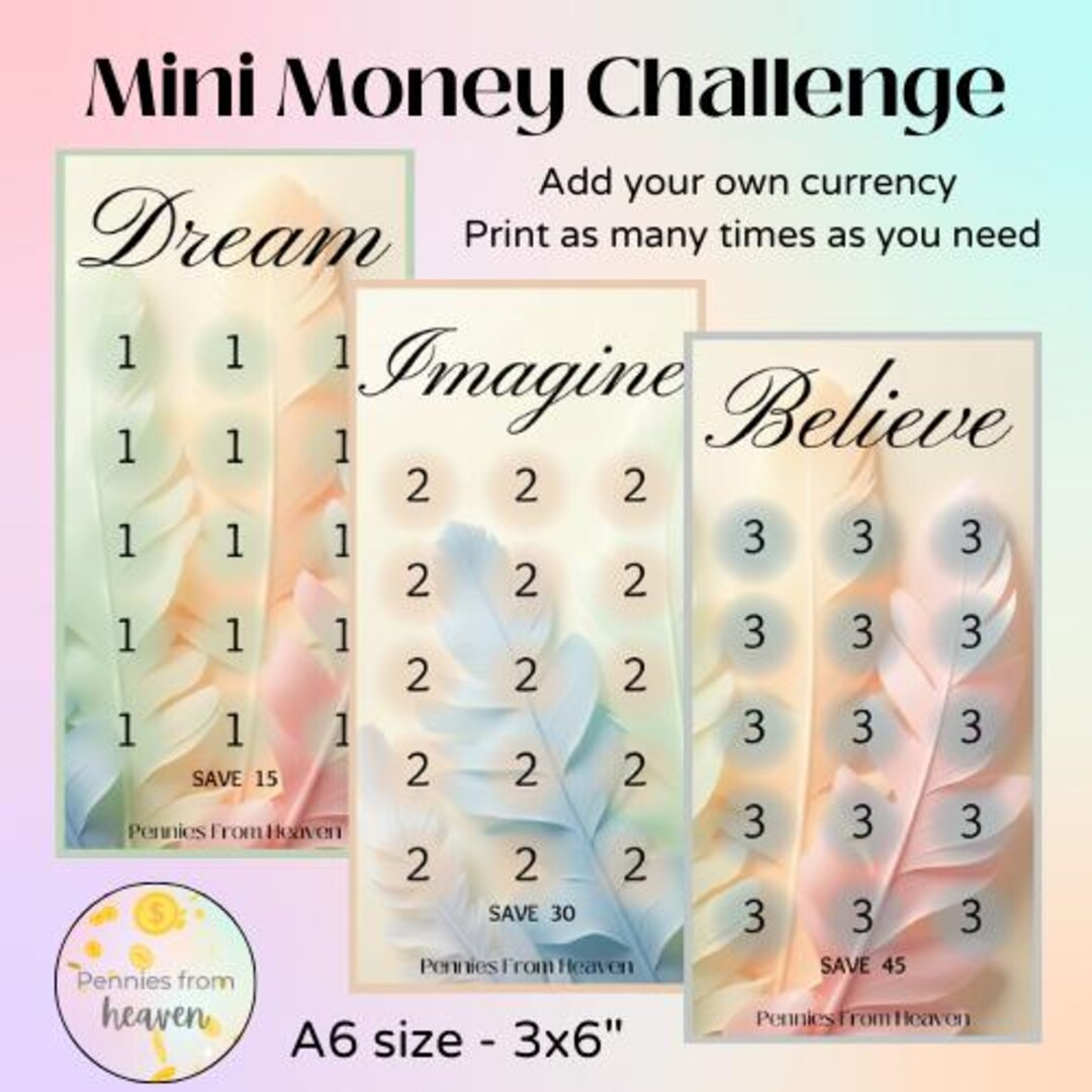 Mini Money Challenge, A6, Dream, Mini Money Tracker, Mini Savings ...