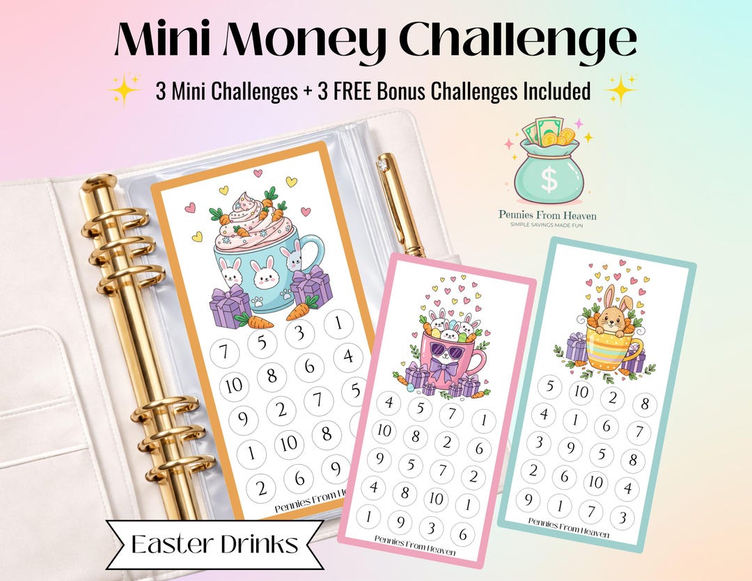 Easter Mini Money Challenge Printable A6, Bunny Savings Challenge, Cute ...