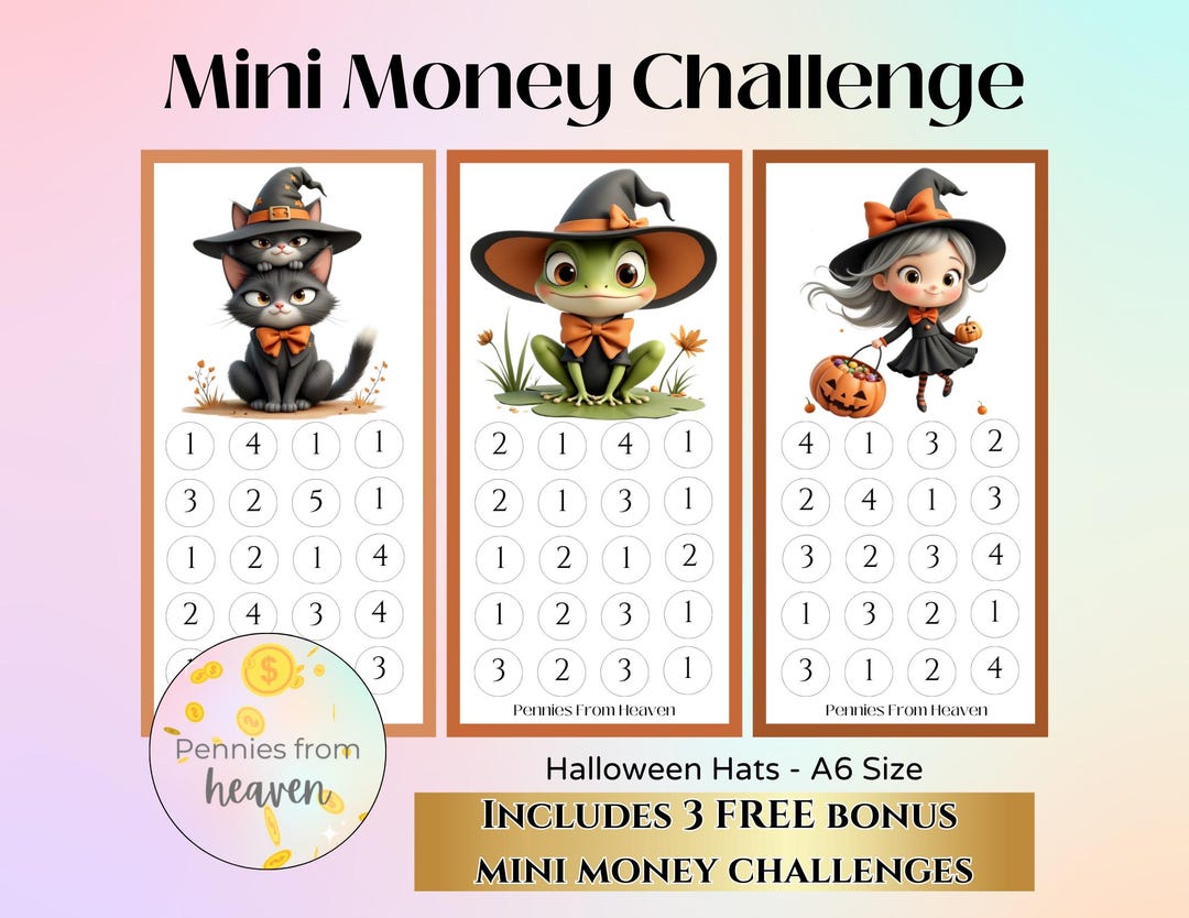 Halloween Mini Money Challenge Printable, A6 Savings Tracker, Cute ...