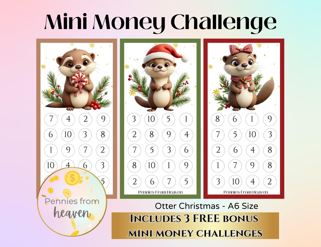 Otter Christmas Mini Money Challenge Printable Budget Savings Tracker ...