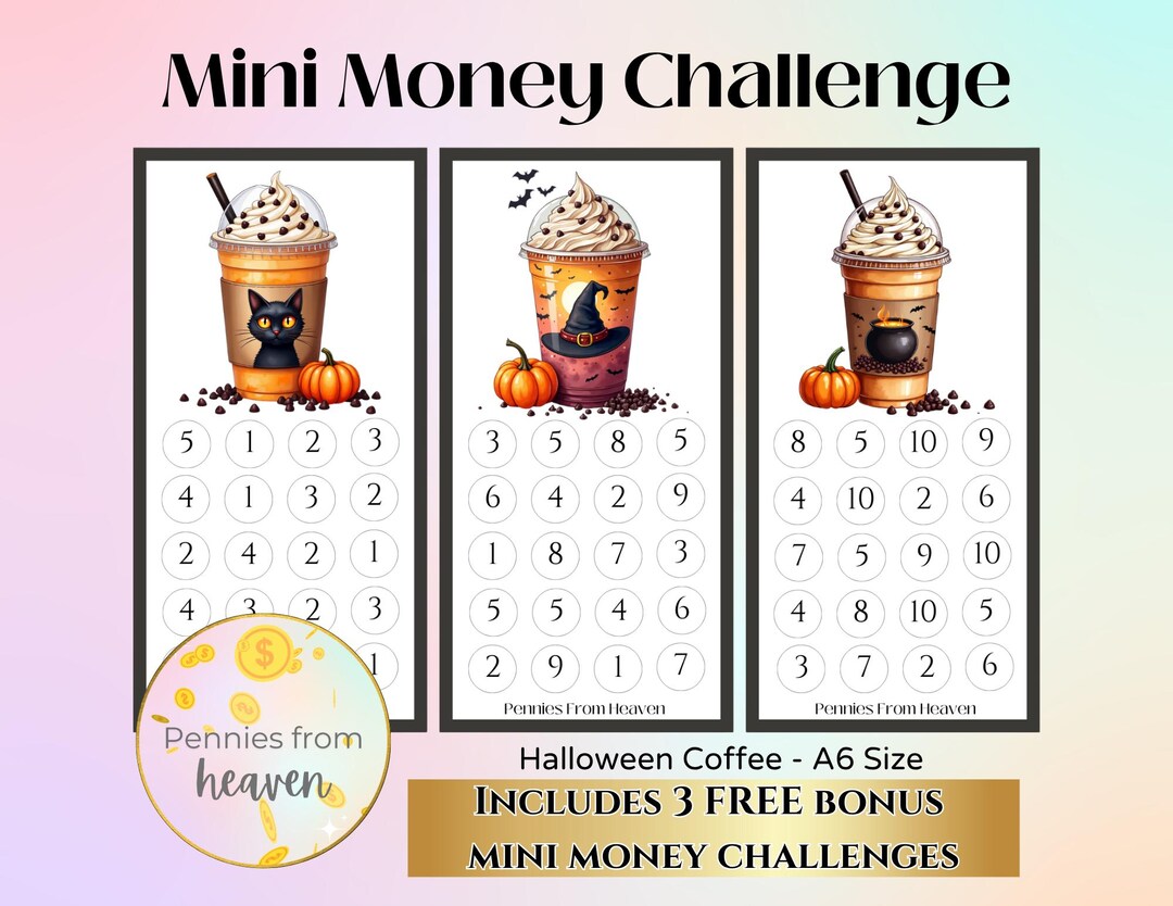 Halloween Coffee Mini Money Challenge, A6 Binder Insert Budget Savings ...