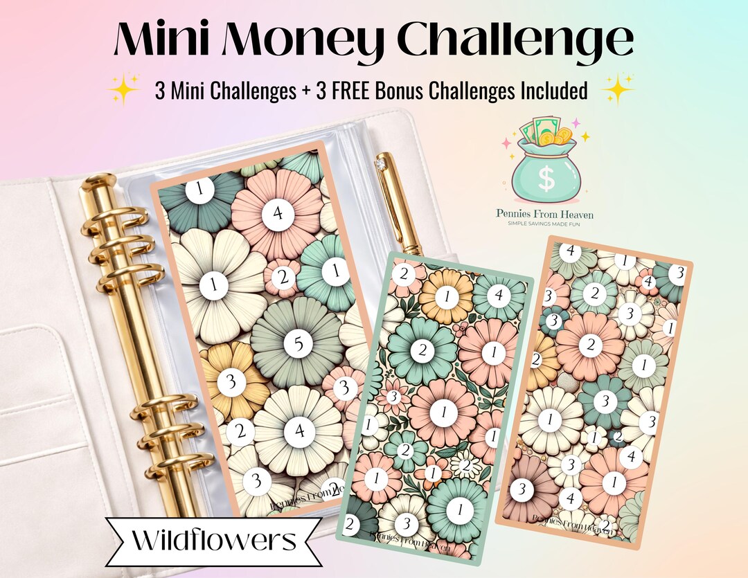 Wild Flowers Mini Money Challenge Printable, A6 Savings Tracker, Cute ...