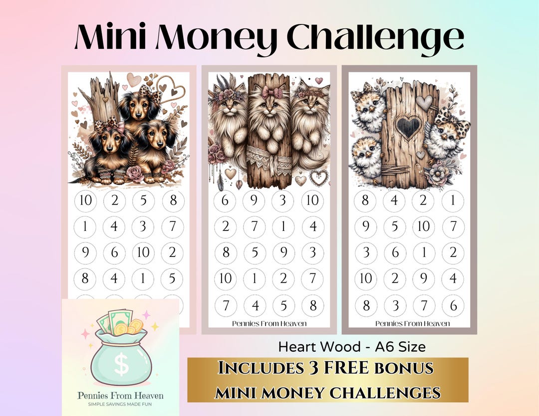 Mini Money Challenge, Mini Savings Challenge, A6 Binder Insert, Mini ...