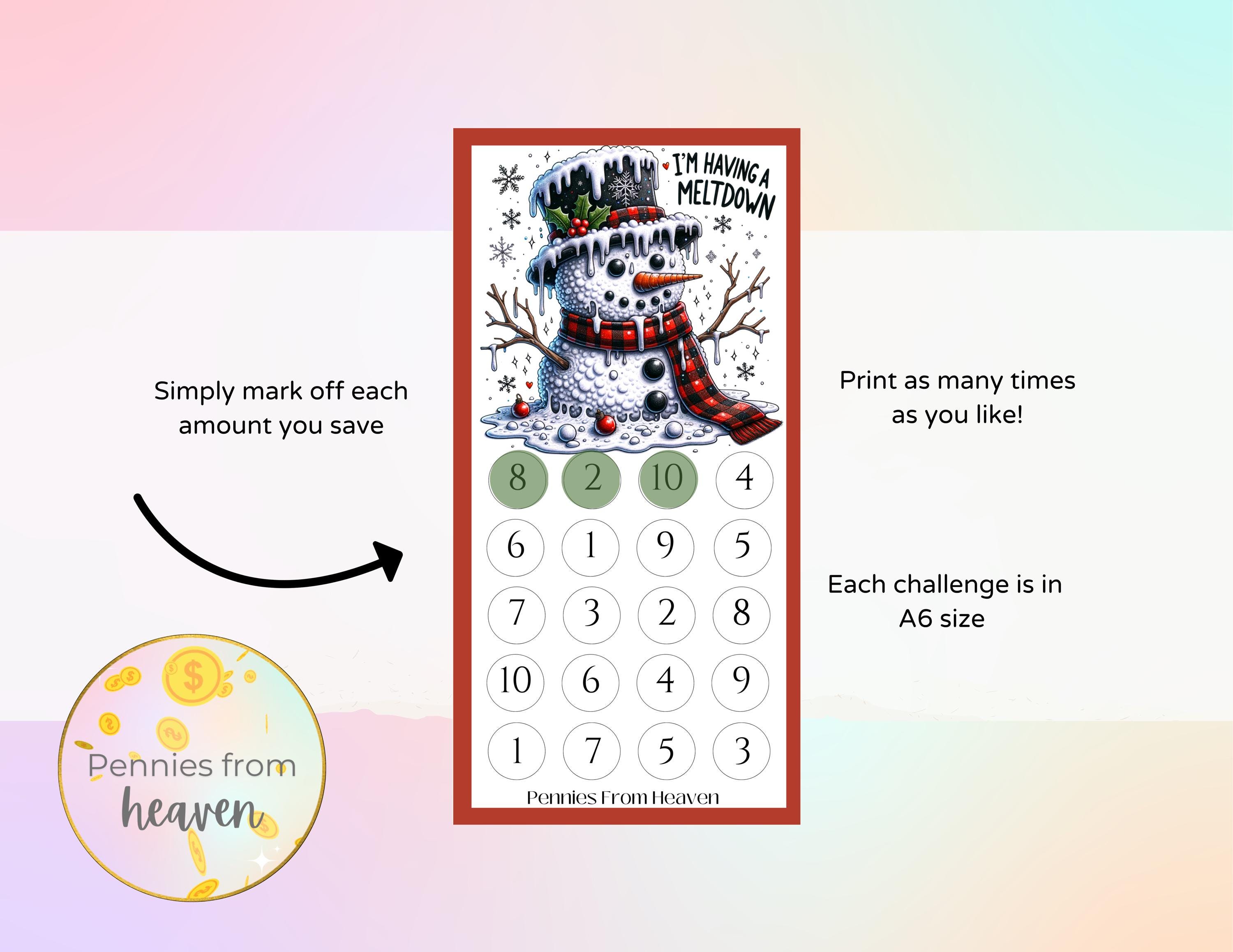 Christmas Mini Money Challenge Snowman Problems A6 Size Printable ...