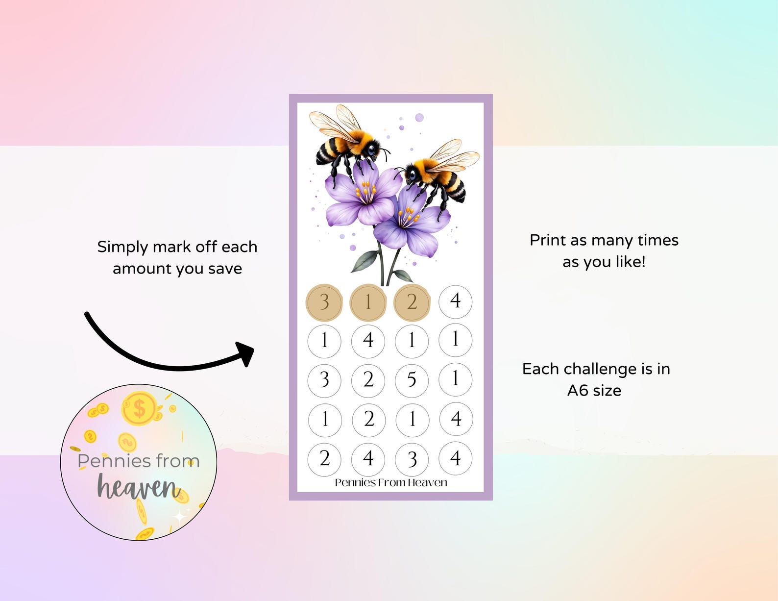 Spring Bees Mini Money Challenge Printable, A6 Savings Tracker, Floral ...