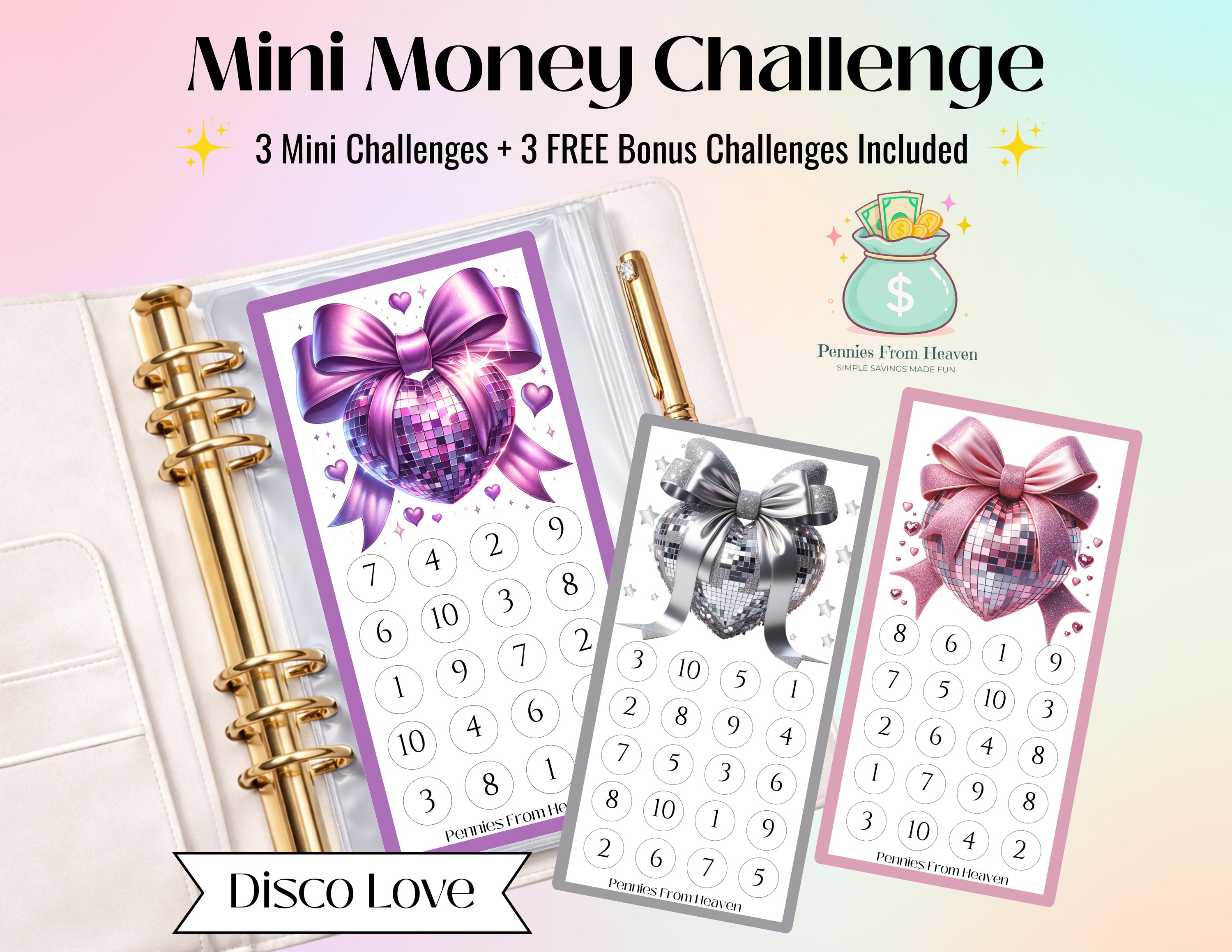 Disco Love Mini Money Challenge A6 Size Printable Savings Tracker ...