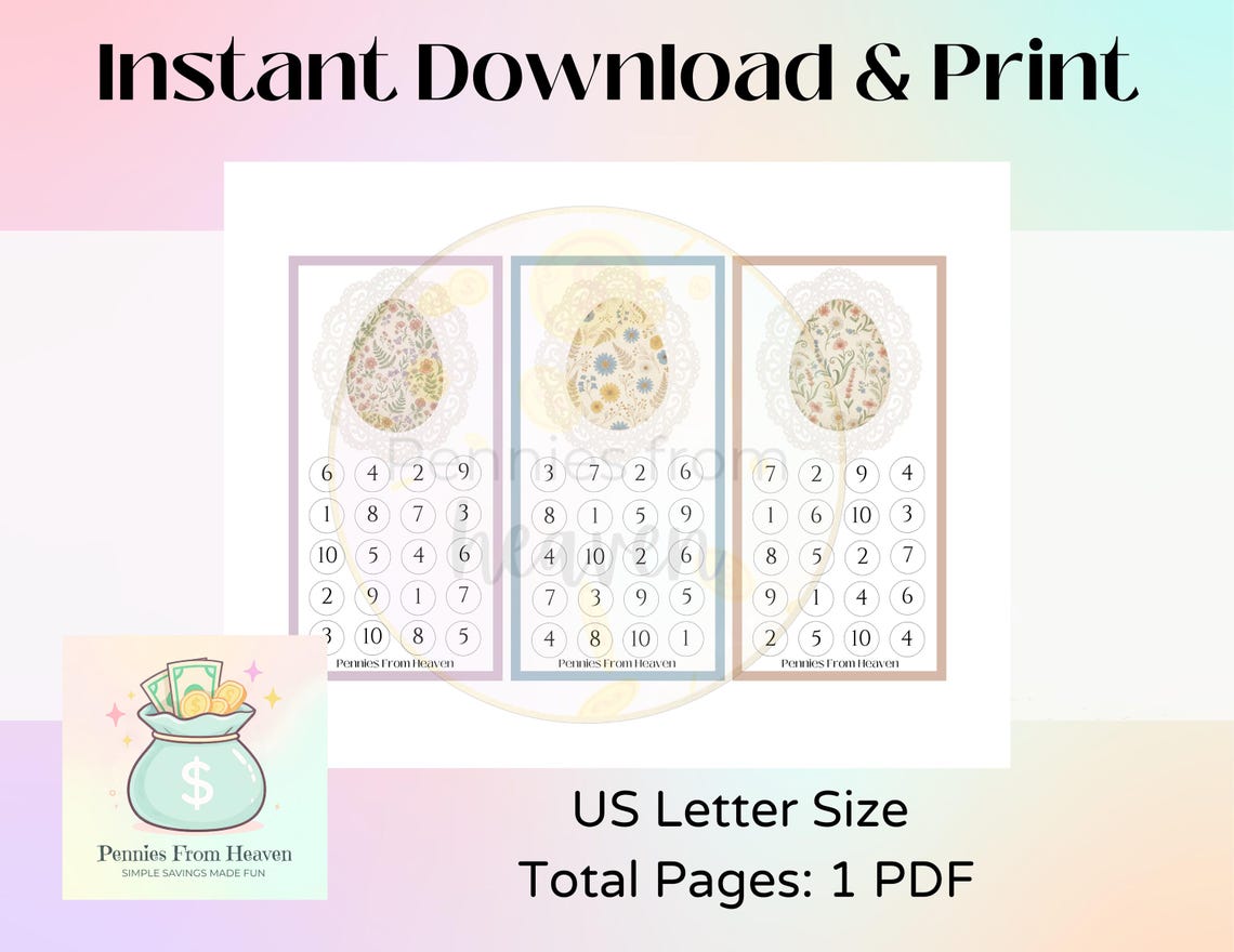 Easter Mini Money Challenge A6 Size Printable Savings Tracker Budget ...