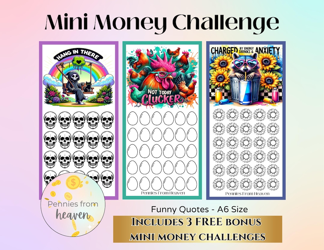 Funny Quotes Mini Money Challenge, Mini Savings Challenge, A6, Mini ...