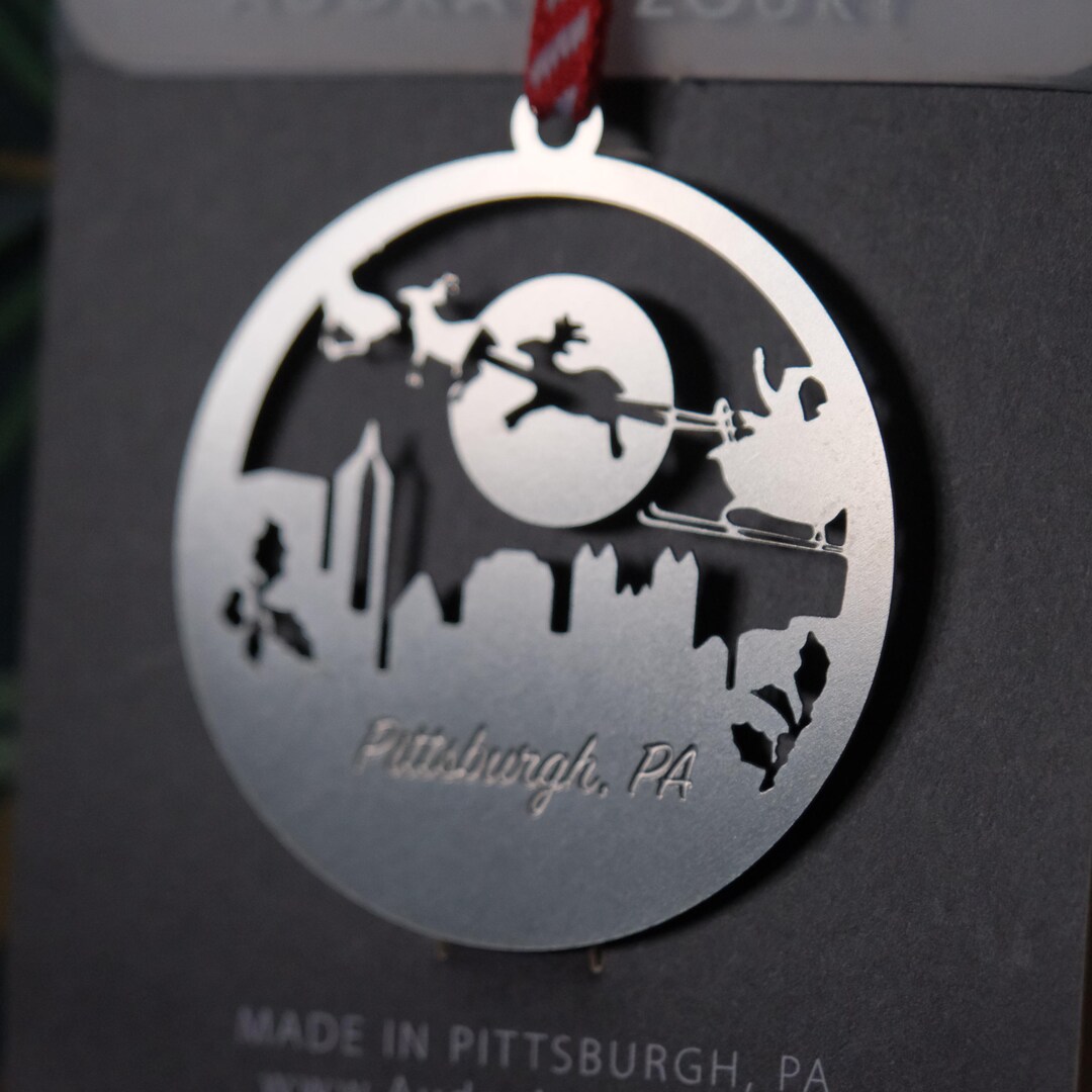 Pittsburgh Christmas Ornament | Santa Over Pittsburgh - Etsy