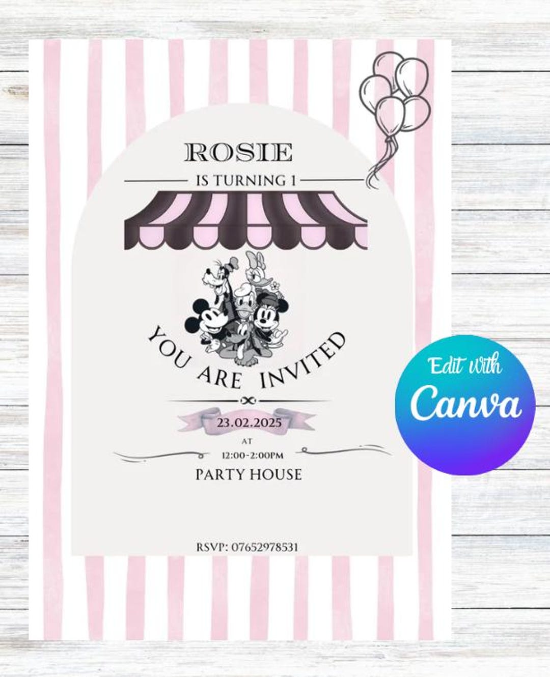 Traditional Minnie Mouse Party Invitation - Etsy