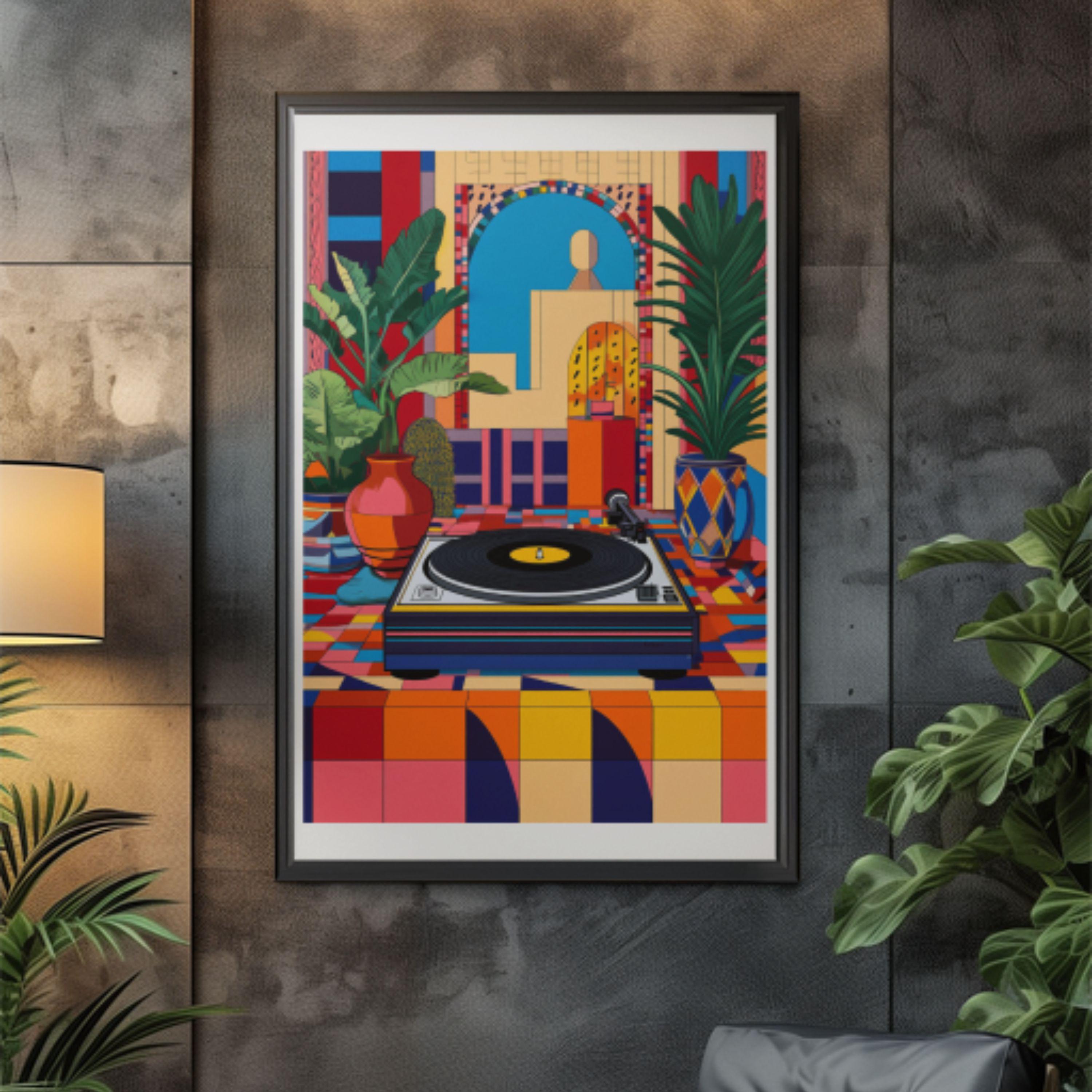 Printable Record Player Poster Retro Wall Art Mid Century Modern Decor ...