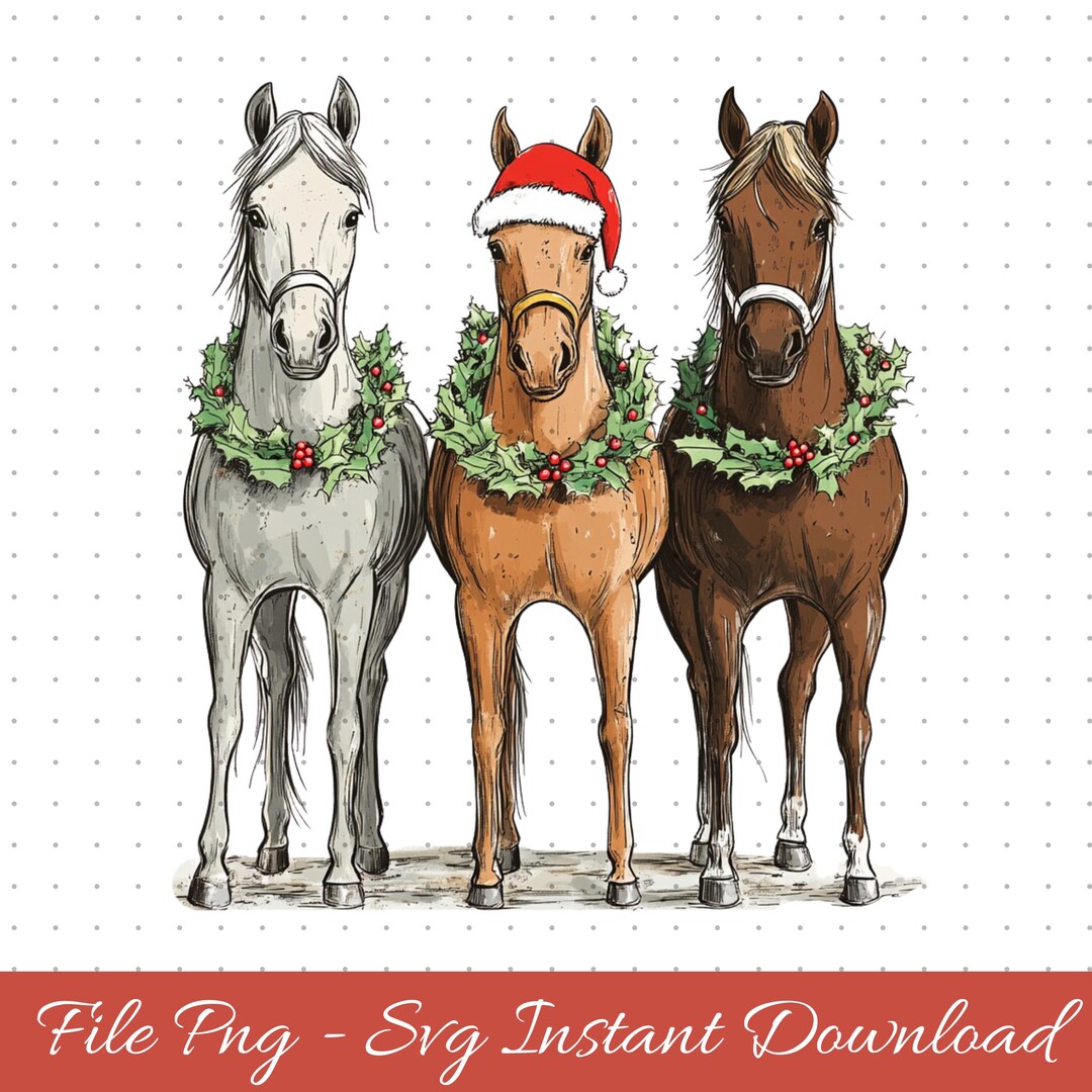 Christmas Horses PNG, Christmas Png, Western Christmas Png, Cowboy ...
