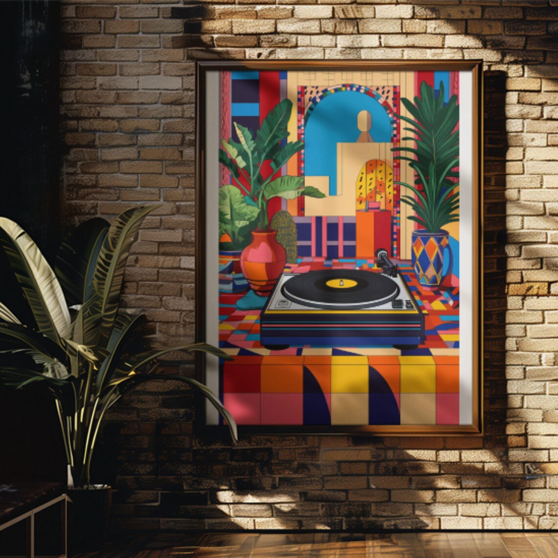 Printable Record Player Poster Retro Wall Art Mid Century Modern Decor ...