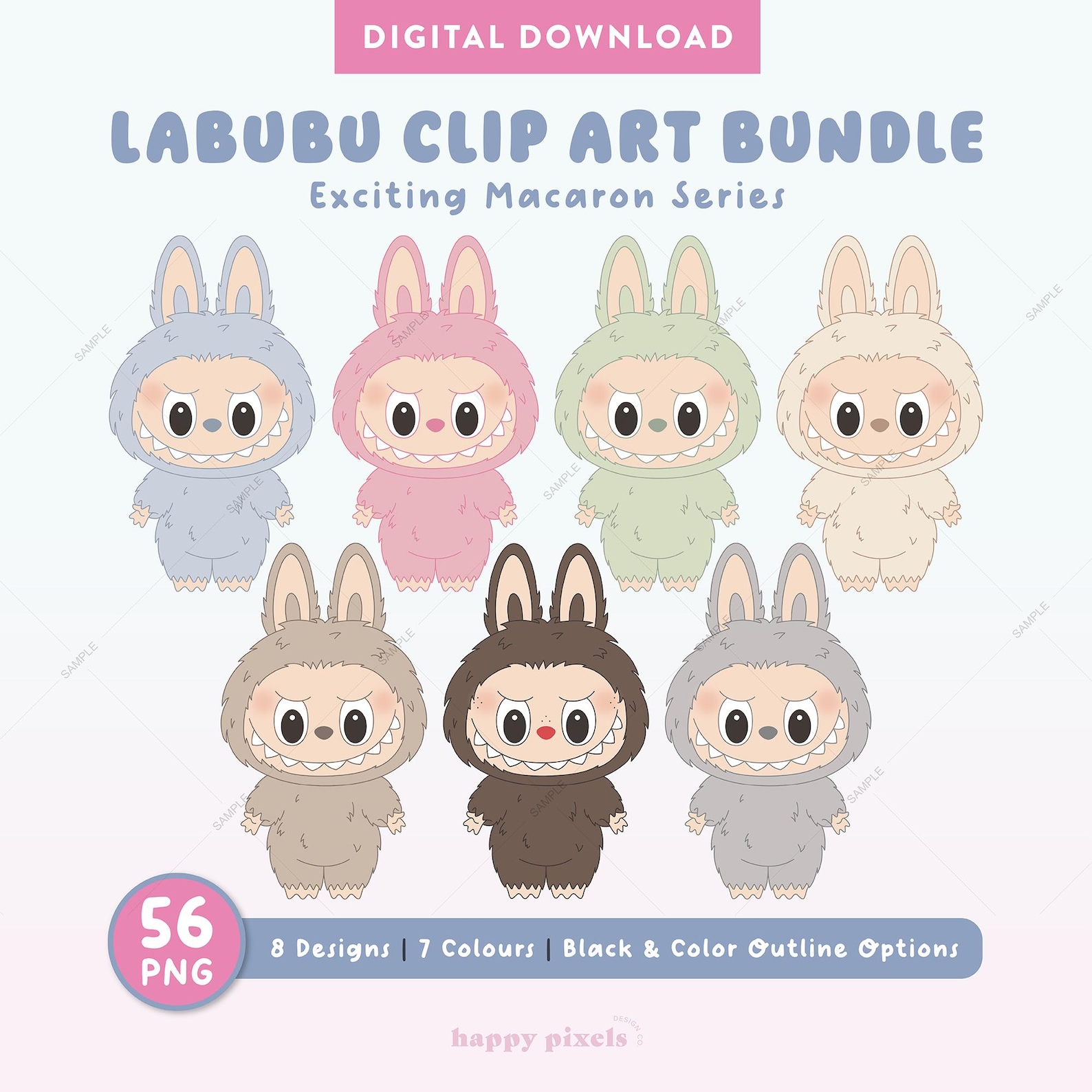 Labubu 56 Png Clipart Bundle – the Monsters La Bubu Exciting Macaron ...