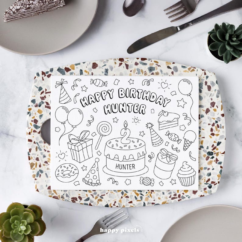 Personalized Birthday Coloring Printable Placemat for Kids | Custom ...