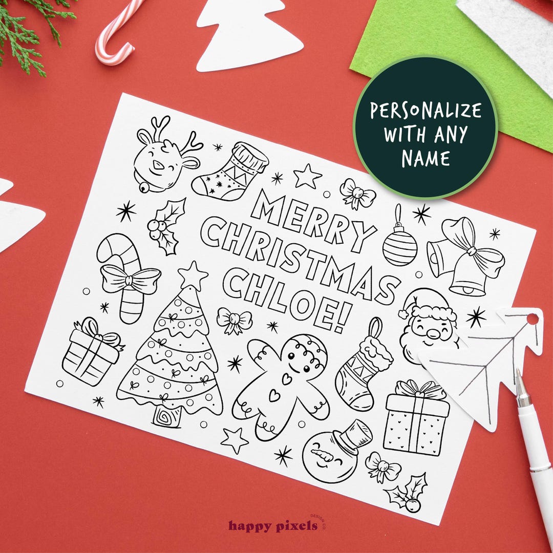 Personalized Christmas Coloring Placemat Custom Party Activity Digital ...