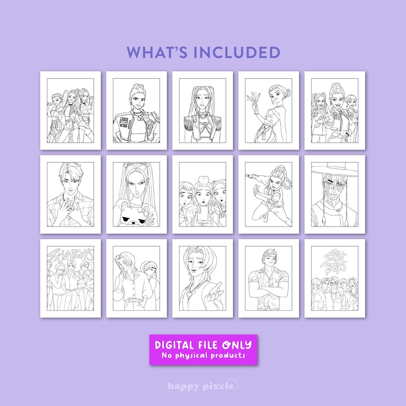 Demon Hunters Kpop 30 Coloring Pages, Printable PDF Digital Download ...