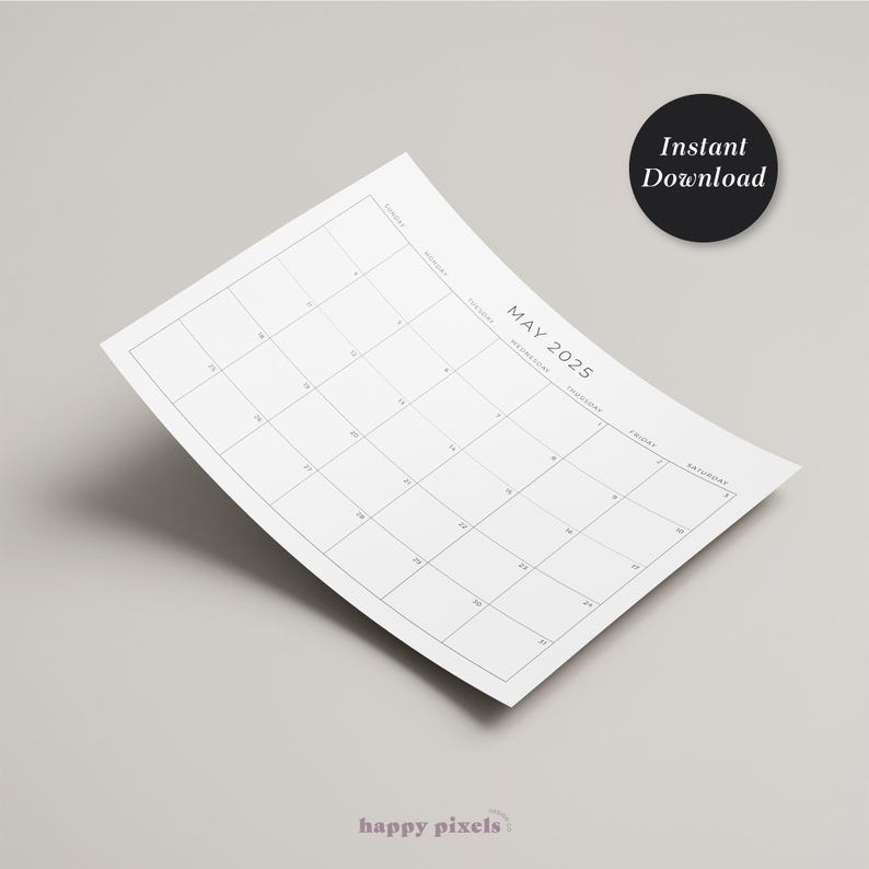Minimalist 2025 Calendar Instant Download Monthly Layout Landscape A4 ...