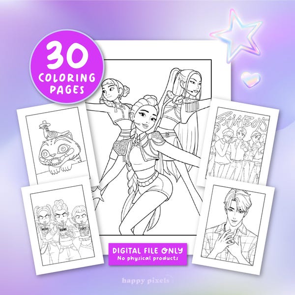 Huntrix Coloring Pages - Etsy