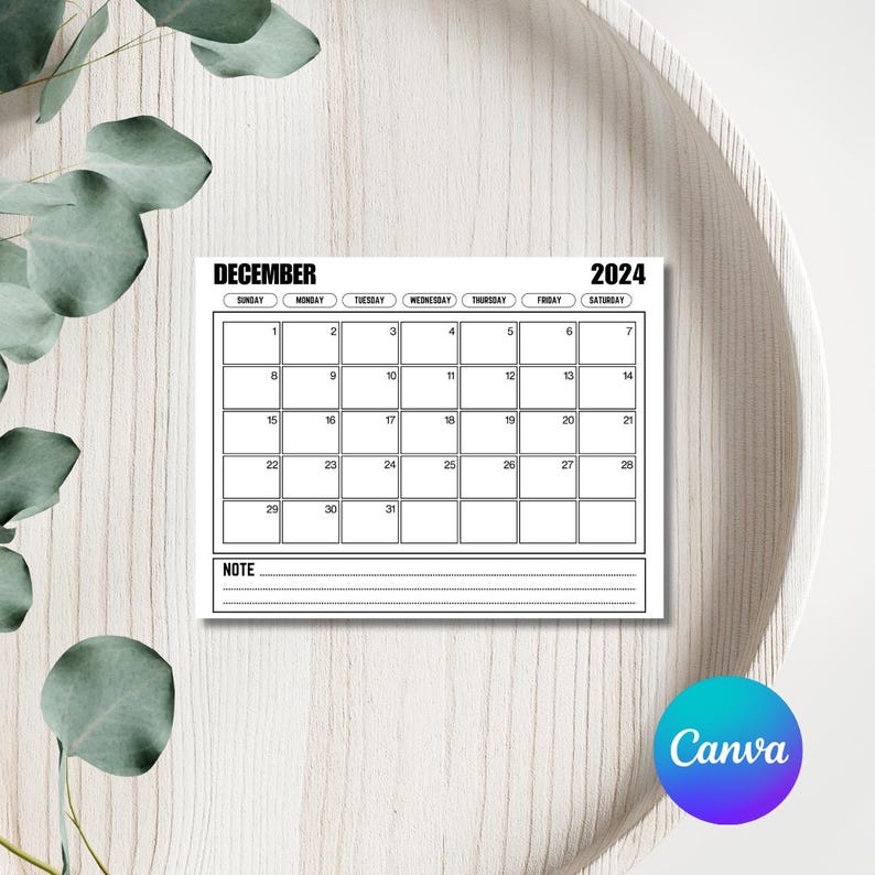 Editable December 2024 Calendar, Printable December Calendar, Christmas ...