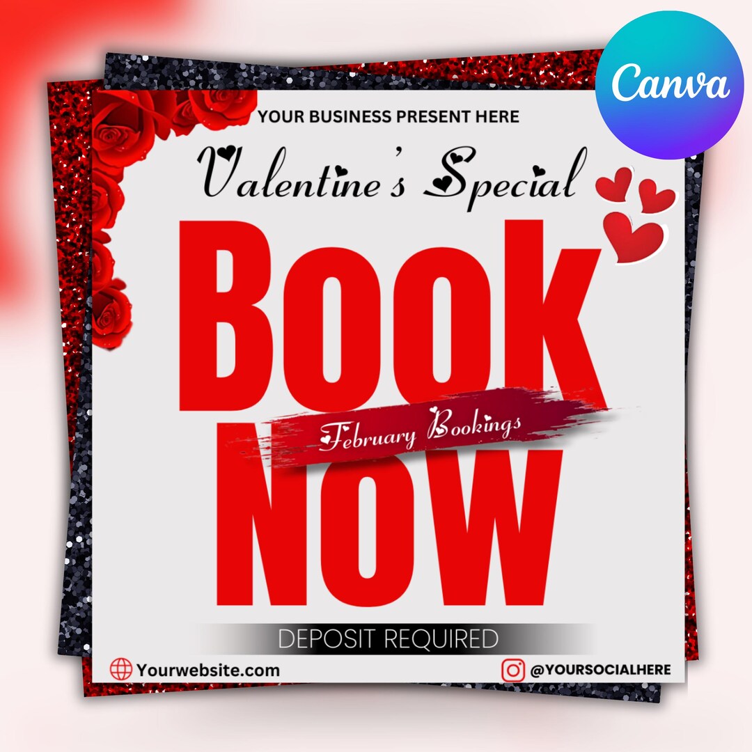 February Booking Flyer, Valentines Day Booking Flyer, February Booking ...