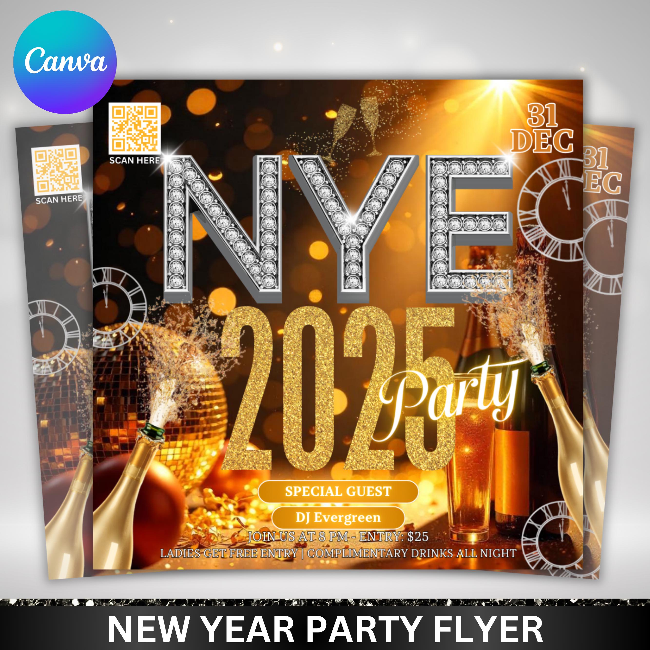 New Year Party Flyer, New Year Party Flyer 2025, New Year Event Flyer ...
