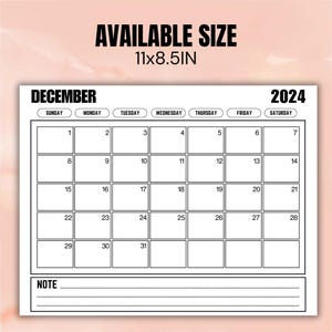 Editable December 2024 Calendar, Printable December Calendar, Christmas ...