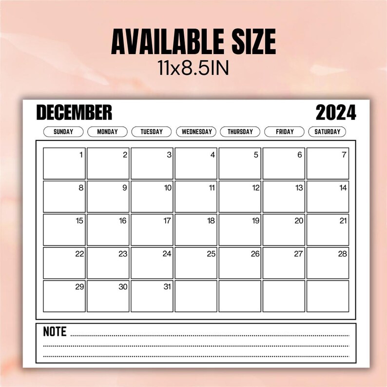 Editable December 2024 Calendar, Printable December Calendar, Christmas ...