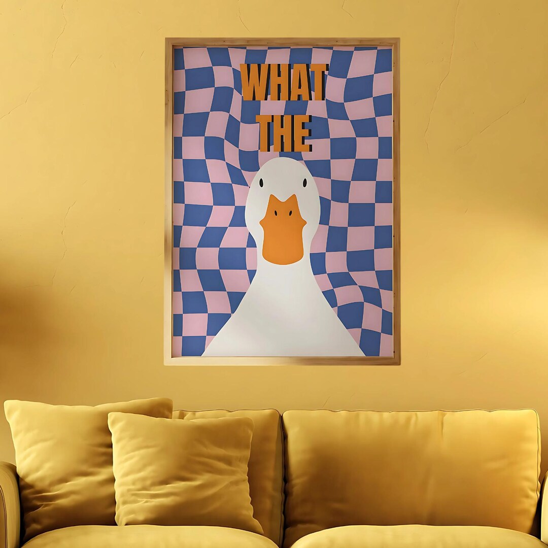 What the Duck Funny Wall Poster, Duck Canvas Art, Humorous Illustration ...